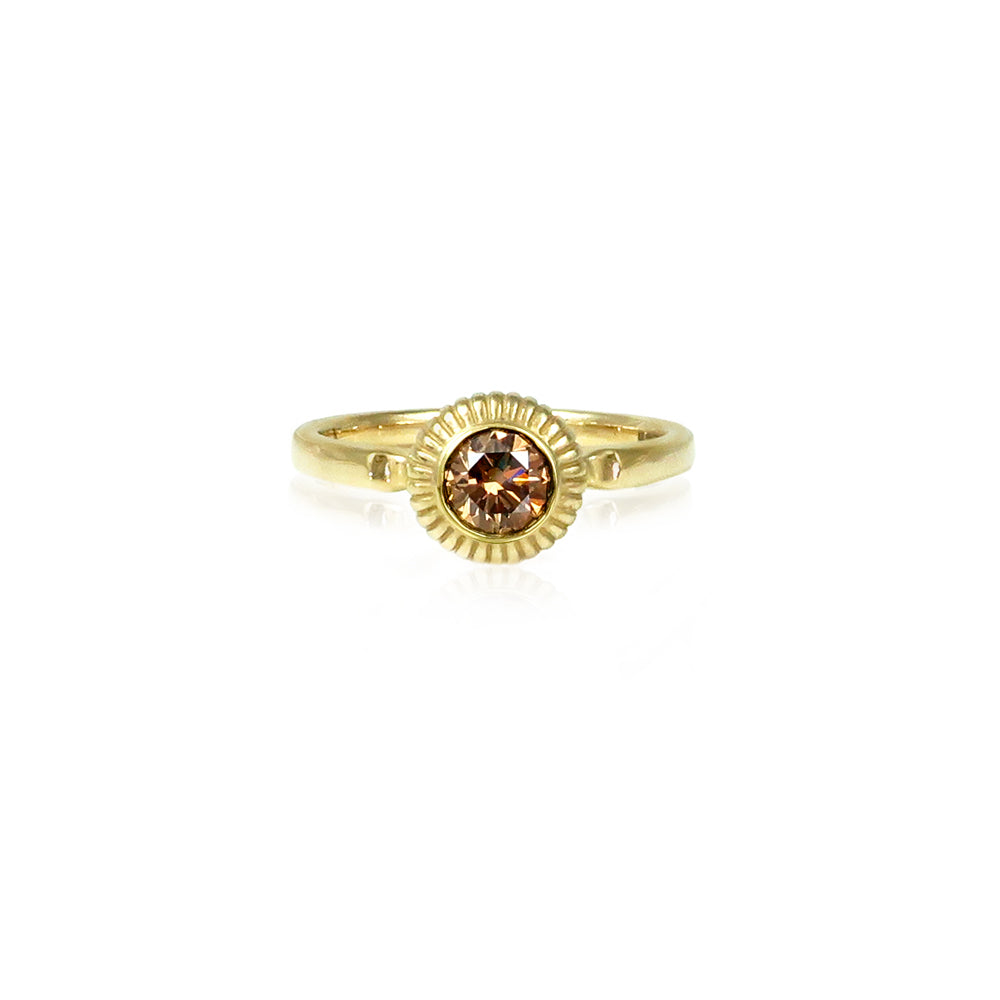 Cognac Brown Diamond & Gold Amanita Ring – Fiona Rae Jewellery