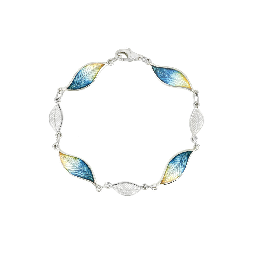 Enamelled Blue Rarity Leaf Bracelet – Fiona Rae Jewellery