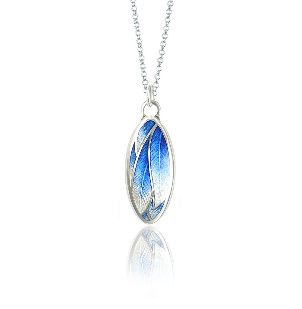 Oval Enamel Feather Pendant – Fiona Rae Jewellery