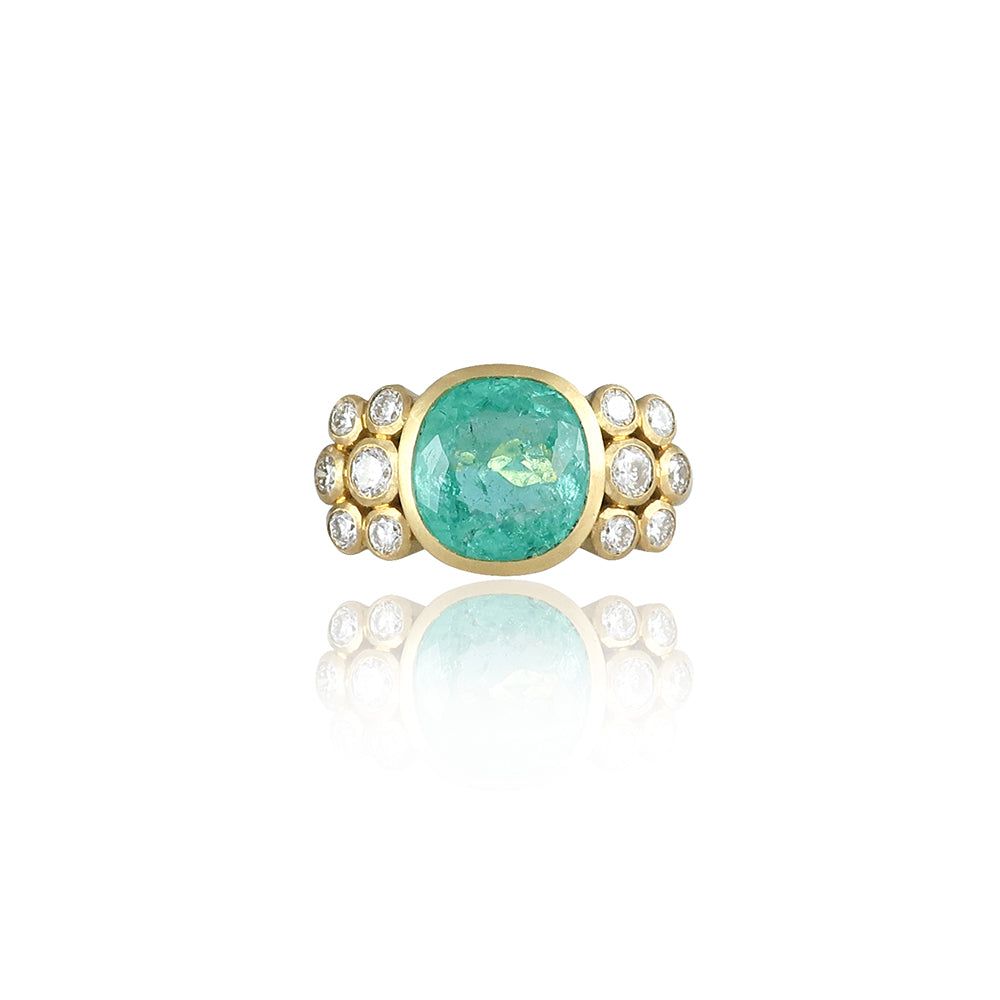 Paraiba & Diamond 18ct Yellow Gold Ring – Fiona Rae Jewellery