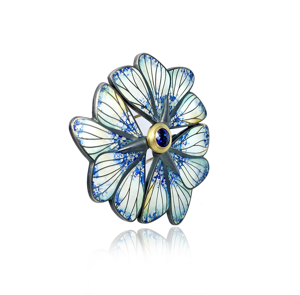 Sapphire Black Veined Moth Brooch – Fiona Rae Jewellery