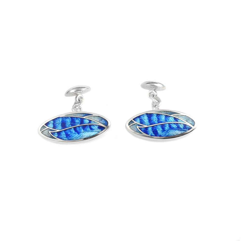 Jay Feather Enamel Cufflinks One-off – Fiona Rae Limited