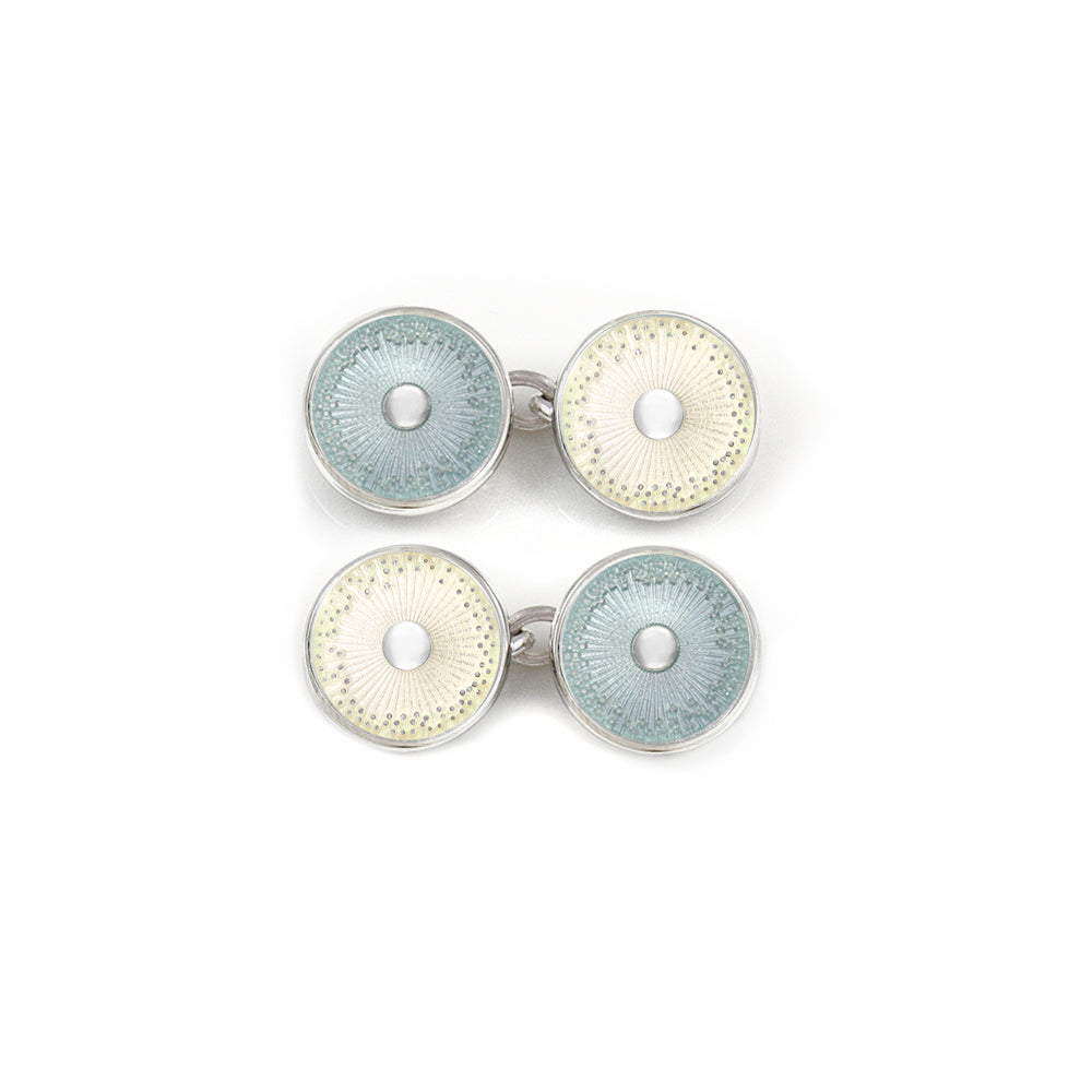 Enamelled Silver Grey & White Diatom Double Chain Cufflinks – Fiona Rae ...